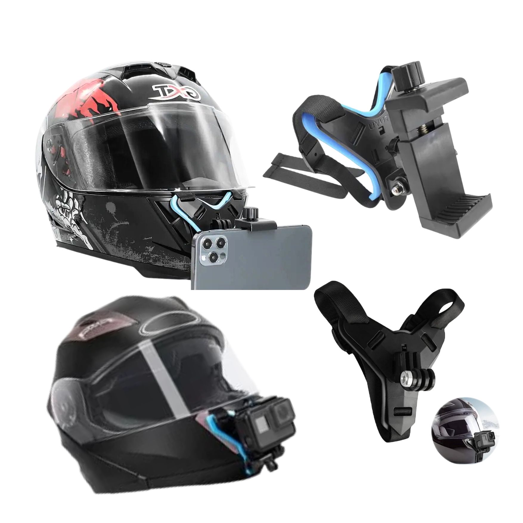 Helmet Mobile and Camera Gopro Holder – 408 – Wheels Scooter House